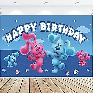 Atvscay Blue Dog Party Banner Blue Dog Photography Party Decorations Background Children's Birthday Party Photo Family Backdrop 6x4ft