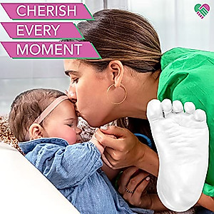 Luna Bean Baby Keepsake Hand Casting Kit - Plaster Hand Molding Casting Kit for Infant Hand & Foot Molding - Baby Casting Kit for First Birthday, Christmas & Newborn Gifts - (Clear Sealant - Gloss)