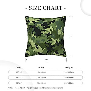 AdaNti Camo Green Print Corduroy Throw Pillow Covers Soft Square Throw Pillow Case Home Decorations for Bed Sofa Living Room 16"x16"