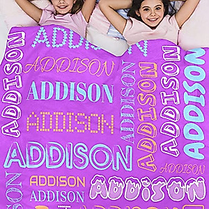 Wliotem Personalized Throw Blanket Personalized Name Blanket Custom Name Blanket Customized Blanket with Name Personalized Blanket for Kid Adult Christmas Valentine 60*80Inch