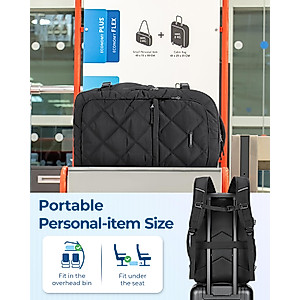 BAGSMART Travel Backpack for Women, 30L Flight Approved Carry on Backpack with Door Lock, TSA Personal Item Backpack with 15.6 Inch Laptop Compartment & Shoe Bag, Weekender Suitcase for Travel, Black