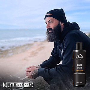 Mountaineer Brand Beard Wash For Men | 100% Natural Beard Shampoo | Thick Cleaning Softening Lather | Grooming Treatment with Orange, Grapefruit, Clove Essential Oils | Appalachia Scent 8oz