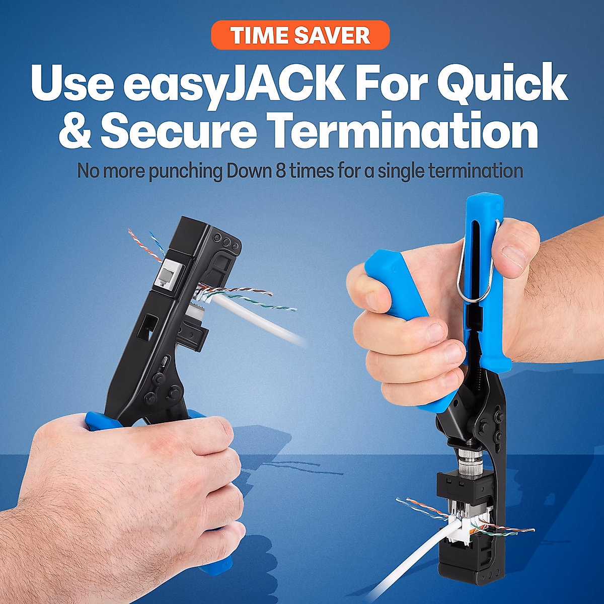 Everest 90° Angled RJ45 Cat6 Keystone Jacks 50-Pack in White - Slim Profile Female RJ45 Connectors - Cat 6 Keystone Jack - Compatible with 90° Angled Speed Termination Tool - easyJACK (B094WB91H3)