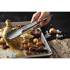Babish 12” & 9” Locking Kitchen Tong Set, Stainless Steel