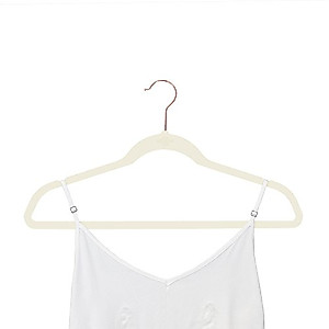 Closet Complete 71634 Supreme Quality, Heavyweight, 85-Gram, Virtually-Unbreakable Velvet, Ultra-Thin, Space Saving, No-Slip Suit Hangers, 360° Spinning Rose Gold Hooks, 50, Ivory, 50 Count