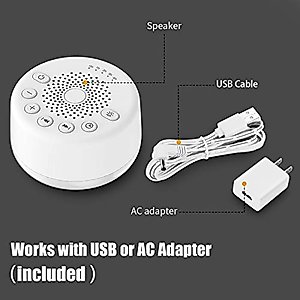 Easysleep Sound White Noise Machine with 25 Soothing Sounds and Night Lights with Memory Function 32 Levels of Volume and 5 Sleep Timer Powered by AC or USB for Sleeping Relaxation (White)