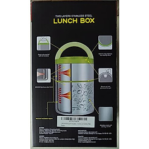 Lille Home Vacuum Insulated Stackable Stainless Steel Thermal Lunch/Snack box, 2-Tier Bento/Food Container with Lunch bag, Smart Diet, Weight Control, 32 Ounces, Pink