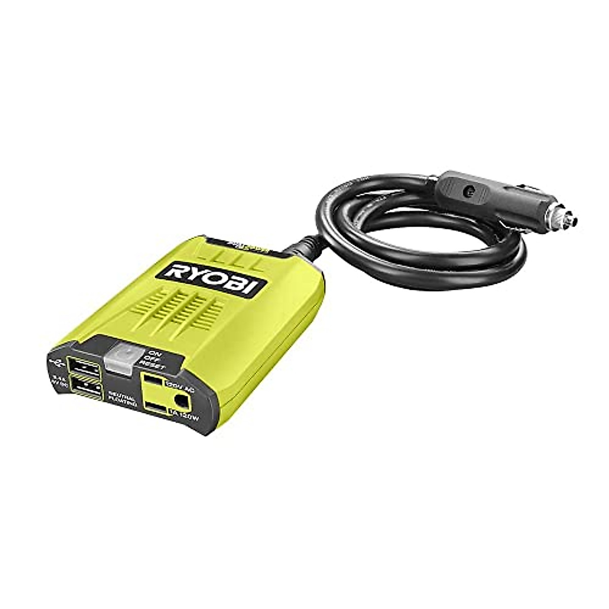 RYOBI 18-Volt 120-Watt 12V Automotive Power Inverter with Dual USB Ports RYi120A (Bulk Packaged)