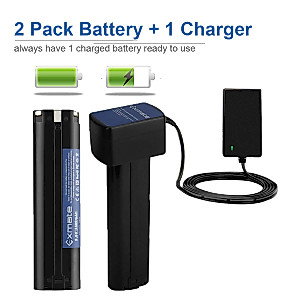Exmate 2Pack 9.6V 3.5Ah Ni-MH Replacement Battery with Multivolt 1.2V-18V Ni-MH/Ni-CD Battery Charger Compatible with Makita 9000 9001 9002 9033 9600 193890-9 192696-2 632007-4