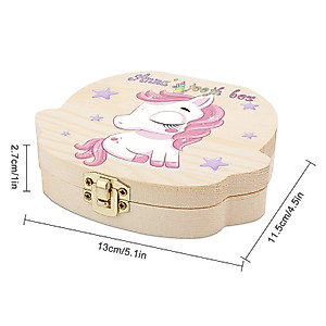 Artsadd Customized Baby Tooth Box with Name,Personalized Wooden Kids Keepsake Organizer Gift for Baby Tooth,Cute Cartoon Children Tooth Holder to Keep Childhood Memory