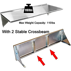 tonchean Metal Wall Shelf 48x12 Inch Stainless Steel Wall Mount Shelf Restaurant Commercial Kitchen Shelves Heavy Duty Shelving for Kitchen