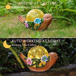 CTgift Garden Bird atue, Garden Bird Sculptures with Solar LED Lights for Artiic Deration of Outdoor Sidewalks, Patios, and Lawns