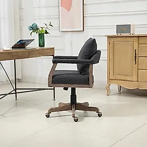 LuxyHoom Home Office Chair, Computer Desk Chair with Arms, Pillow, Teddy Fabric Gaming Chair for Desk, Comfy Wide Desk Chair with Wheels for Home Office, Bedroom,Study Room, Reading Room, Black