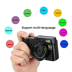 T osuny Digital Vlogging Camera 2.7K 30MP HD Camera, 3in LCD Screen Digital Camera, USB Charging Camera withautomatic Flash for Family Gatherings Outdoor Travel
