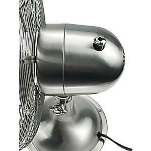 HUNTER 90400z All Metal Retro Table Fan - Powerful 3 Speeds and Smooth Oscillation, 12", Brushed Nickel