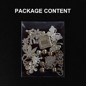 Rhinestone Bling Decoration Charms, Diamond Trend Designer Luxury Cute Jewelry Shoe Accessories for Women Girl Gifts(Gold)