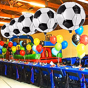 KatchOn, Huge 22 Inch Mylar Soccer Balloons - Pack of 6 Soccer Ball Balloons | 4D Soccer Balloon for Soccer Party Decorations | Soccer Foil Balloons, Soccer Birthday Decorations | Soccer Party Favors