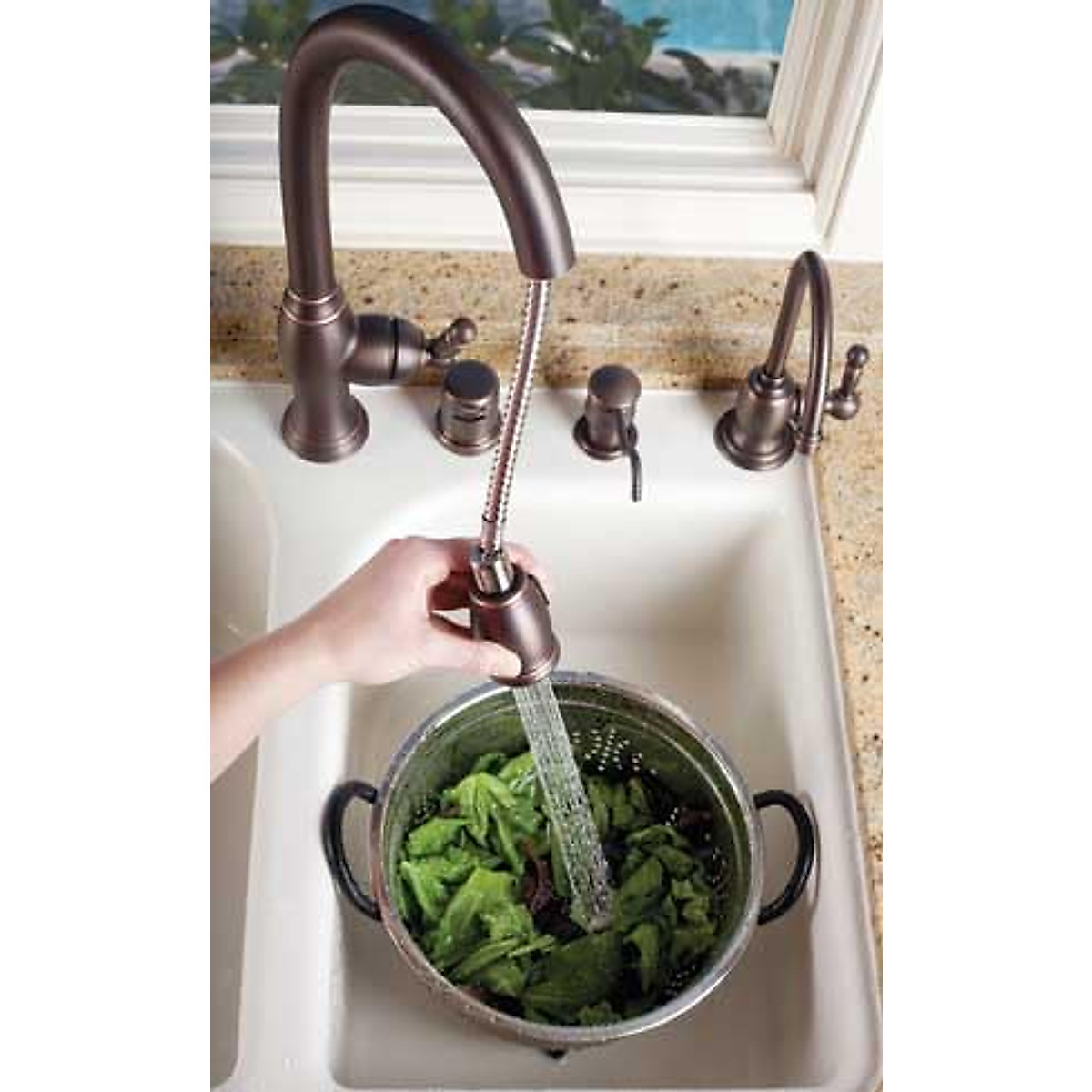 Newport Brass 2510-5103 Nadya Single Handle Kitchen Faucet with Pull-down Spray, Venetian Bronze