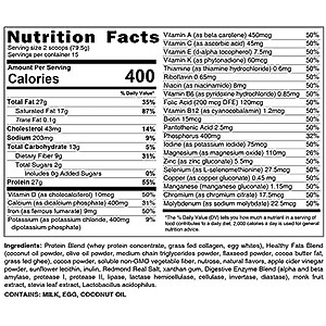 HLTH Code Complete Meal Replacement Powder | High Protein | Chocolate Macadamia Flavor | 15 Servings