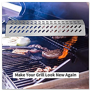 Plowo Stainless Steel Heat Plate Shield Gas Replacement for Bull BBQ Grills, Fit for Angus, Brahma, 7-Burner, 4-Burner, 5-Burner Grill Models, Grill Parts Replace for 16631, 16521, 4 Pack, 17 5/8"