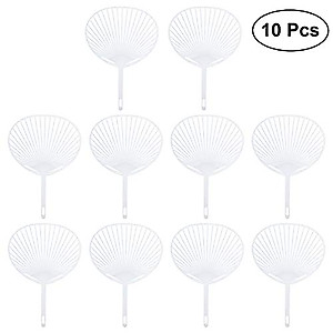 LUOEM 10pcs Japanese Fan Uchiwa DIY Kit Hand-held Fan Framework for DIY Crafts (White)
