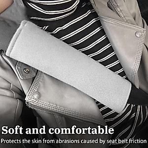 BESULEN Auto Seat Belt Cover, 2 Pack Car Safety Seatbelt Shoulder Pad for More Comfortable Driving, Universal Soft Harness Pad for Backpack Handbag Camera Straps, Compatible with All Cars (Gray)