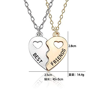 Sisadodo BFF Friendship Necklace for 2 - Best Friend Necklaces BFF Gifts for 2 Matching Heart Best Friends Forever Pendant Necklaces Set¡­