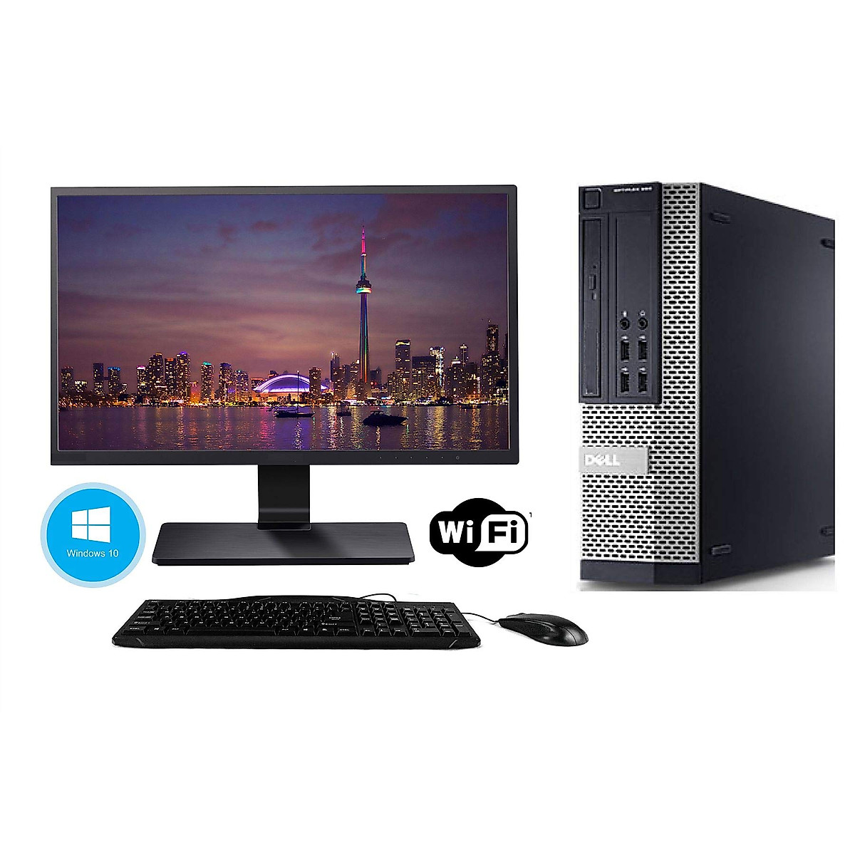 Dell Optiplex 790 SFF Desktop - Intel Core i5 2400 16GB DDR3 RAM, 128GB SSD and Windows 10 Home 64bit - WiFi Ready - New 27 Inch LED Monitor (Renewed)