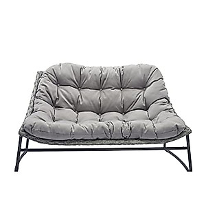 QUUL Rattan Sofa Set Outdoor Indoor Garden Patio Furniture 4 Pieces Set 1 Double Sofa + 2 Single Sofas + 1 Table