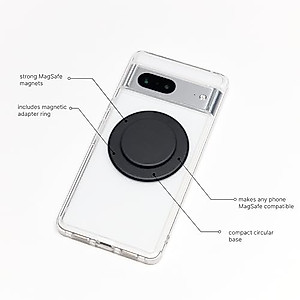 PopSockets Phone Grip Compatible with MagSafe, Adapter Ring for MagSafe Included, Phone Holder, Wireless Charging Compatible - Black