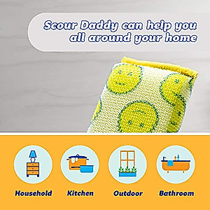 Scrub Daddy Scour Pads - Scour Daddy - Multi-Surface Scouring Pad, Absorbent, Durable, FlexTexture Sponge, Soft in Warm Water, Firm in Cold, Scratch Free, Odor Resistant, Easy to Clean, 3ct