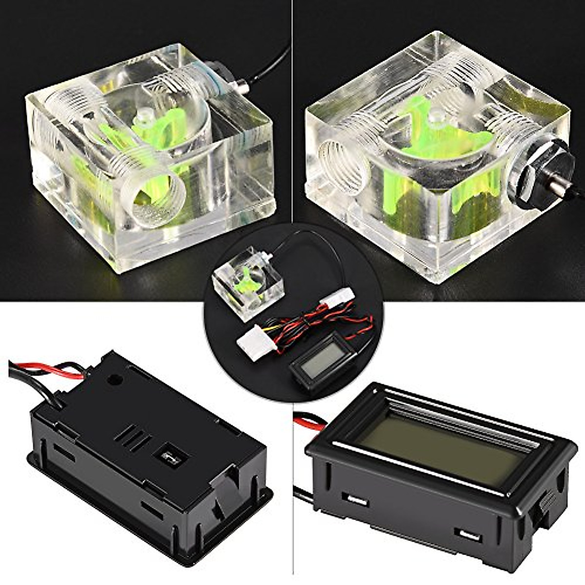 Computer Water Cooling Thermometer, Water Flow Meter, Computer Temperature Detector Kit, PC Computer 3 Way Flow Meter Digital Thermometer Suitable for Water Cooling System Kit