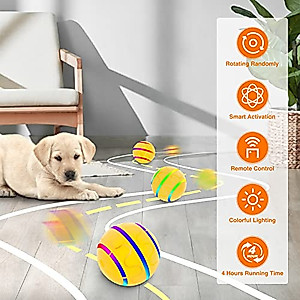 CUXMUX Smart Interactive Dog Balls, Remote Control Dog Toy Ball for Medium Dogs, 4 Hours Running Time Rolling Balls for Dog Gifts