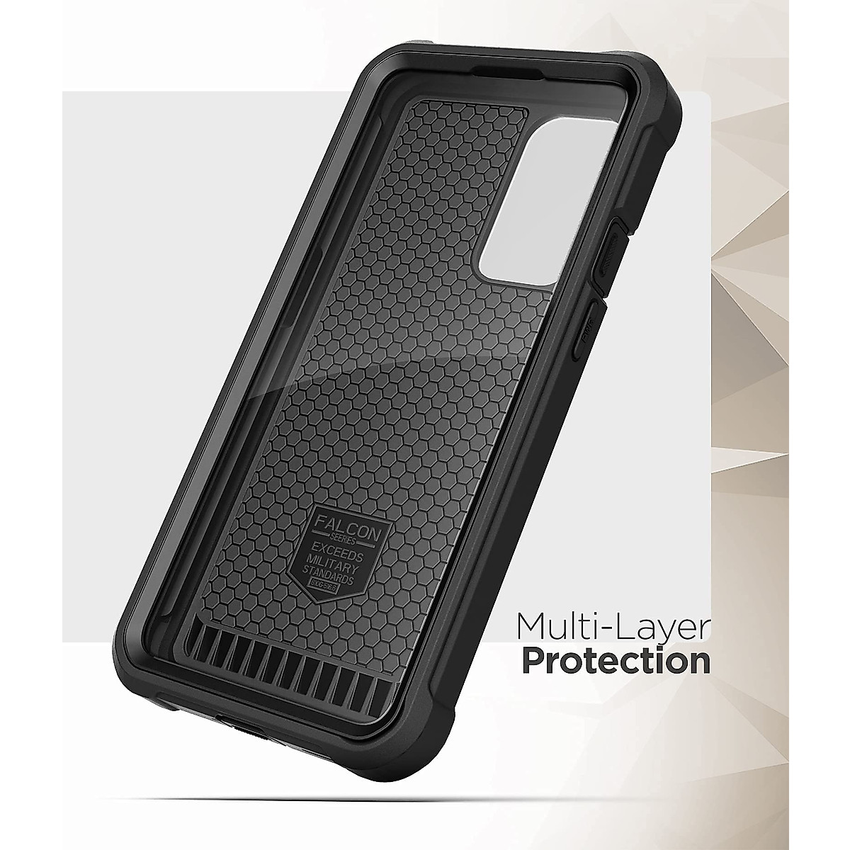 ENCASED Falcon Armor Designed for OnePlus 9 Case with Screen Protector, Protective Full Body Cover with Built-in Screen Guard (Black) (OnePlus 9)