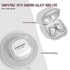 Aiiko Compatible Galaxy Buds Pro Case 2021 /Galaxy Buds Live Case 2020 Clear Soft TPU Shockproof Case Protective Cover for Samsung Earbuds with Keychain -(Clear), m