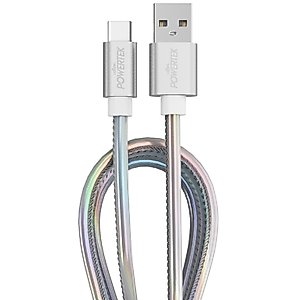 LIQUIPEL Powertek Metallic Shine USB Type C Charger Cable, 6ft Fast Charging USB C Cord, Adapter for Car, Galaxy, Android, Note, MacBook, Nintendo, PlayStation, Chromebook, Pixel (Silver)