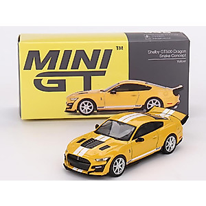 Shelby GT500 Dragon Snake Concept Yellow with White Stripes Limited Edition to 3240 Pieces Worldwide 1/64 Diecast Model Car by True Scale Miniatures MGT00535