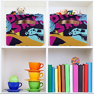 Emelivor Dinosaur Storage Basket Bins Sturdy Toy Storage Organizer Bins Laundry Basket with Handles for Playroom Living Bed Room Office Clothes Nursery,1 pcs