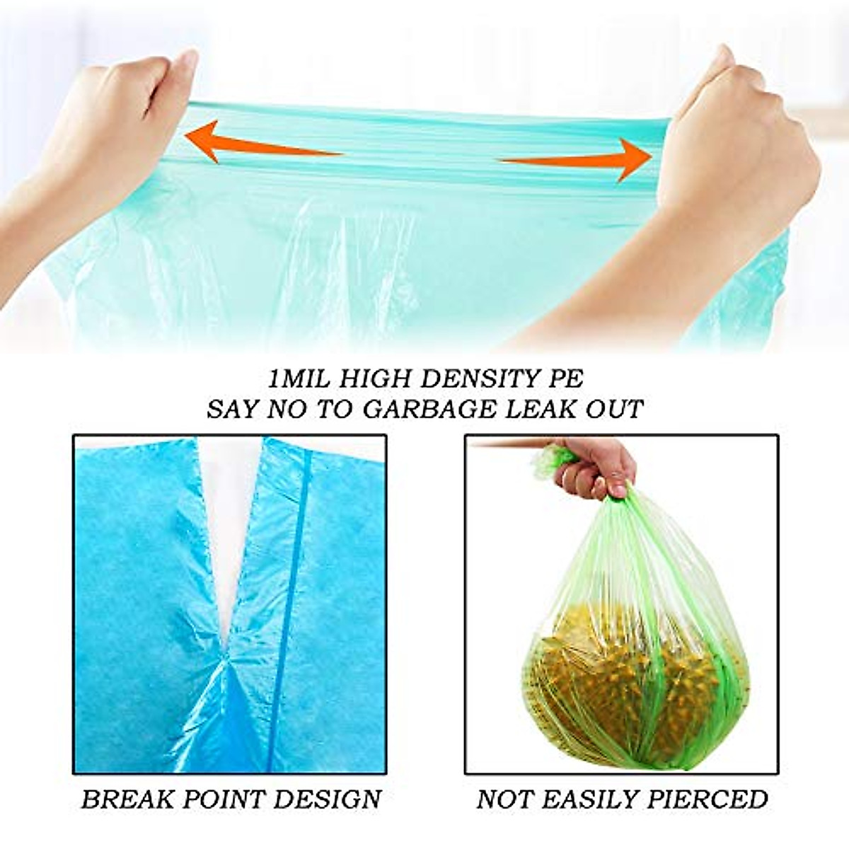 Alimu Small Trash Bags, 150 Counts 4 Gallon Small Kitchen Garbage Bags Material Wastebasket Can Liners Bags Small Size 20-Liters for Office, Home, Bathroom, Kitchen