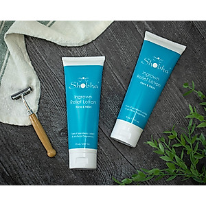 Shobha Ingrown Relief Lotion – One-Step Ingrown Hair Treatment – Post Waxing Hair Bump Remover - Skin Care Product for After Face, Body and Bikini Hair Removal, 8 oz