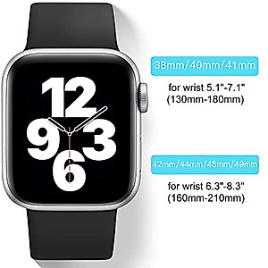 [6 Pack] SNBLK Compatible with Apple Watch Band 38mm 40mm 41mm 42mm 44mm 45mm, Silicone Strap for iWatch Series 7 6 5 4 3 2 1 SE, Black/Blue Gray/White/Pink/Gray/Wine Red, 38mm/40mm/41mm