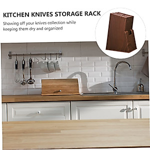 HONMEET 2pcs Knife Block Countertop Butcher Block Tools Storage Shelf Wood Knife Holder Kitchen Knife Storage Holder Knives Organizer Block