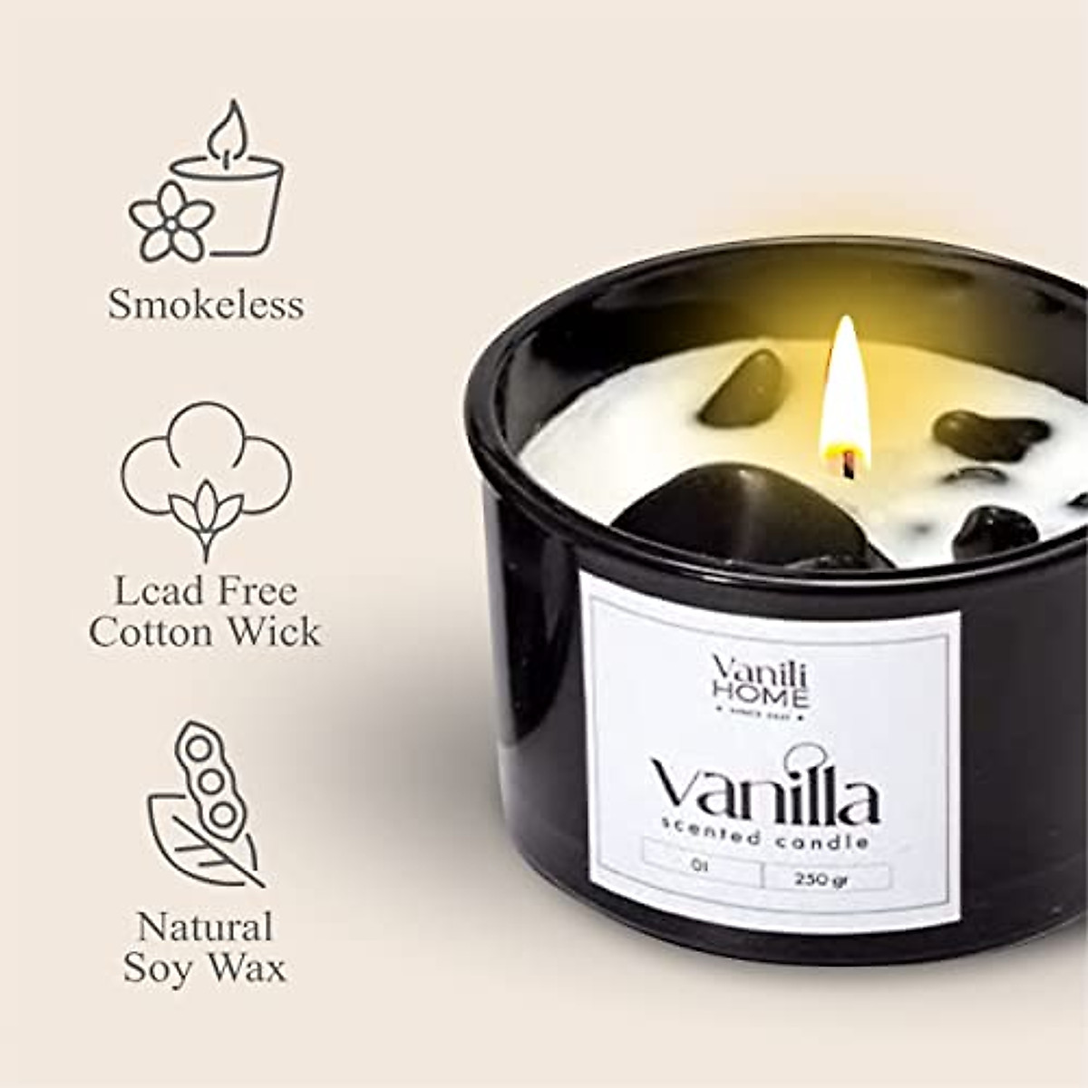 Peach Scented Candle | Aromatherapy Candle for Home | Natural Soy Candle | Best Smelling Candles for Home | Jar Candle with 100% Cotton Wick | 250 Grams Candle for Men & Women (Vanilla)