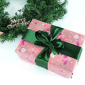 Green Satin Ribbon, 24 Yards 2 inch Wide Silky Gift Ribbon for Bow Making, Christmas Gift Wrapping, Gift Box Packaging, Crafting, Christmas Tree Decorations