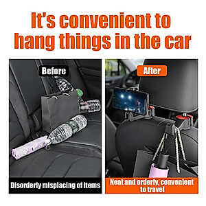 DWARFOO 2 Pack Car Headrest Hook with Phone Holder, 2 in 1 Car Vehicle Back Seat Headrest Mobile Phone Holder Hanger Holder Hook for Bag Purse Cloth Grocery (Blue)