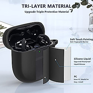 Case for Bose QuietComfort Earbuds II (2022),Bose Quietcomfort Earbuds ii Silicone Case Cover Cleaner Kit and Keychain Accessories(Black)