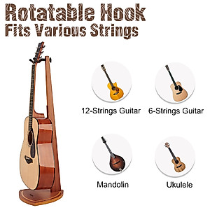Musbeat Wood Guitar Stand for Acoustic Guitar, Knight Series Guitar Stand for Electric Guitar, Mahogany Guitar Floor Stand for Mandolin, Acoustic Guitar Stand for Home, Living Room, Guitar Gift