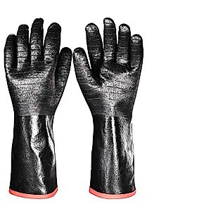 BBQ Gloves, 1 Pair, 1292℉ Heat Resistant Grilling Oven Gloves, Fire & Oil Resistant Waterproof Kitchen Mitts Potholders for Cooking, Grill, Barbecue, Frying, Baking, 14 Inch