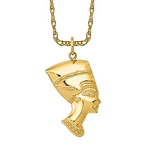 IceCarats 14K Yellow Gold Queen Nefertiti Necklace Egyptian Goddess Pendant African Charm 31mm x 16mm Only