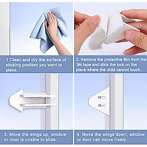 6-Pack Sliding Door Locks for Baby Safety, Viaky Child Cabinet Proofing Strong Adhesive Safety Latch for Sliding Closet/Shower/Patio/Window/Wardrobe (White)